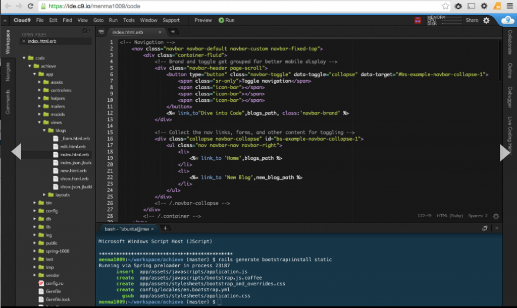 cloud9とbootstrapで作成したRuby on Railsアプリをデザインしよう！ | GMOクラウドアカデミー